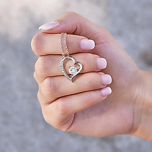 Regalo Para El Amor De Mi Vida Regalo Para Esposa Aniversario De Matrimonio Collar De Corazon Joya Para Mujer Regalo de Esposo Para Esposa Con Caja De Regalo y Tarjeta Mensaje Personalizado De Amor Incuido (14k White Gold Finish/Luxury Gift Box w/LED)