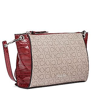 Calvin Klein Reyna Crossbody, Almond/Taupe/Bloodstone Logo