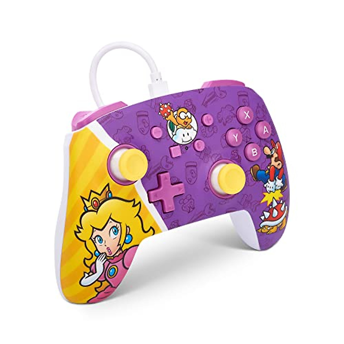 PowerA Enhanced Nintendo Switch Wired Controller - Princess Peach Battle, Mario, Gamepad, game controller, Mappable Advanced Gaming Buttons, 10ft Cable, 3.5mm headphone jack, Wired Pro Controller for Switch, Officially Licensed by Nintendo