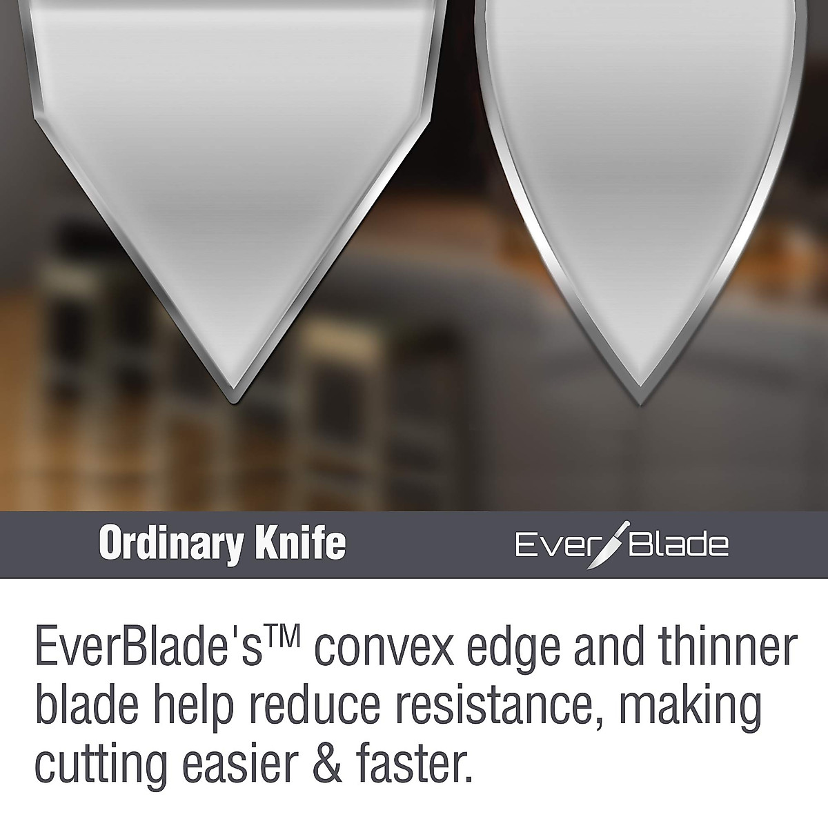 Ontel EverBlade Self Sharpening Professional Chef Knife, Deluxe Edition with Non-Stick Surface, German Steel Kitchen Knife in Knife Block with Convex Edge for Easy Slicing, Versatile & Durable