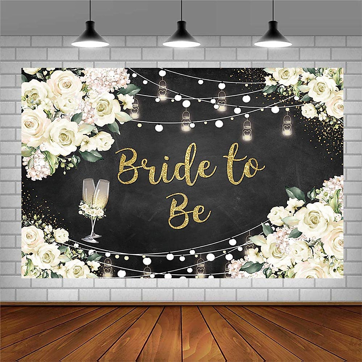 AIBIIN 10x7ft White Floral Bride to Be Backdrop Bridal Shower Party Decorations Supplies for Couples Wedding Miss to Mrs Engagement Ceremony Anniversary Chalkboard Photography Background Banner Props