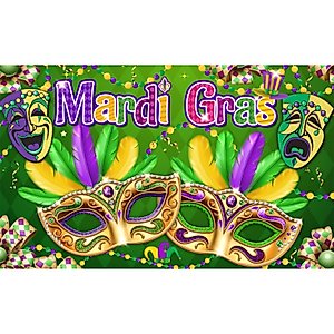 Large 71" X 43" Green Mardi Gras Banner, Mardi Gras Decorations for Party, Mardi Gras Party Decorations Mardi Gras Backdrop, Mardi Gras Party Supplies for Masquerade tineit