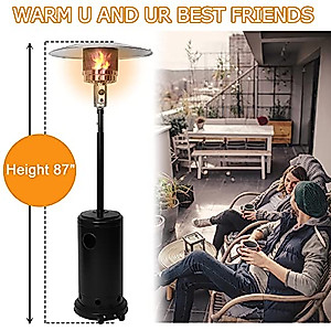 LUCKYERMORE Outdoor Patio Heater for Propane with Wheels, 87”High Outdoor Patio Heater Gas Heat for Commercial and Residential,36000 BTU,ETL Certified