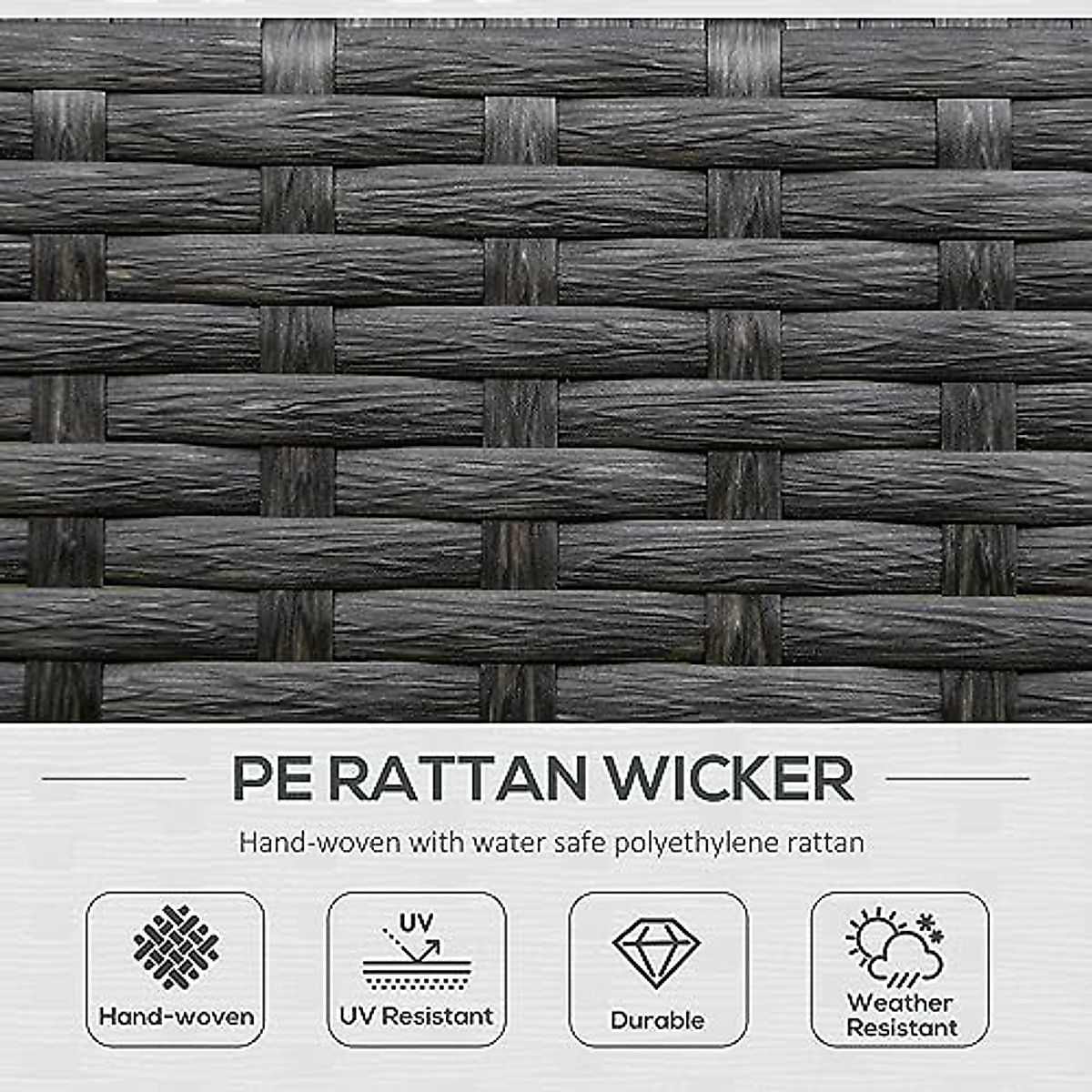 Outsunny Outdoor Wicker Rocking Chair with Padded Cushions, Aluminum Furniture Rattan Porch Rocker Chair w/Armrest for Garden, Patio, and Backyard, Grey