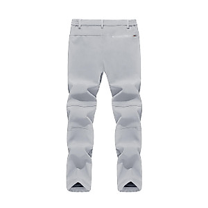 TACVASEN Fleece Lined Pants Men Insulated Ski Pants Water Resistant Snow Windproof Snowboard Trousers Hiking Winter Warm Outdoor Gray 38