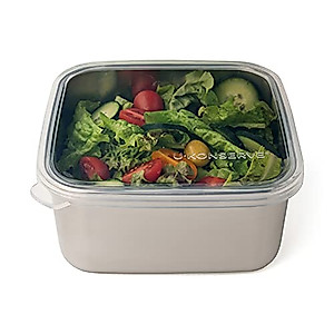 U-Konserve Stainless Steel Food Storage Bento Box Container, Leak Proof Silicone Lid Dishwasher Safe - Plastic Free (50oz Clear)