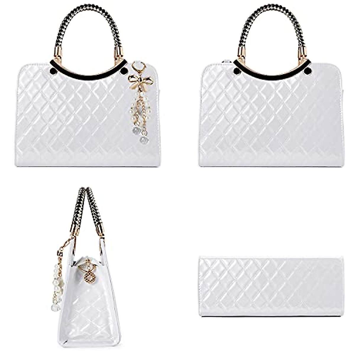 TIBES Shiny Patent Leather Women Purses Satchel Handbags Ladies Fashion Top Handle Handbags Crossbody Shoulder Bags