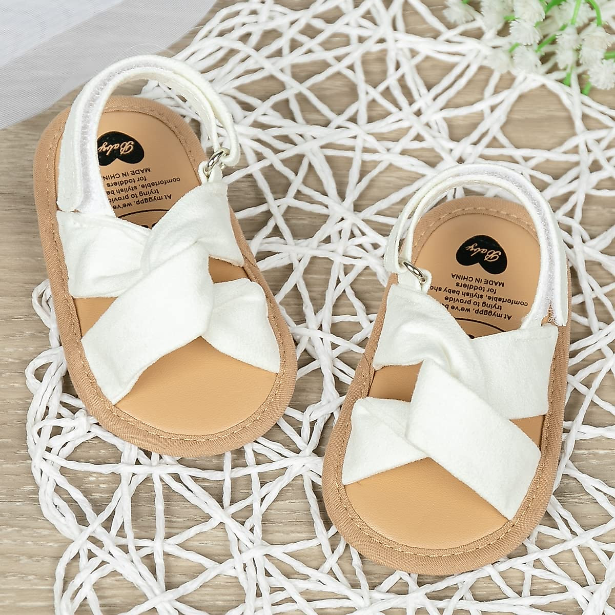 Miamooi Infant Baby Girls Boys Sandals Summer Bowknot Crib Shoes Toddler Pu Leather Flower Soft Rubber Sole Dress Flats First Walker Shoes