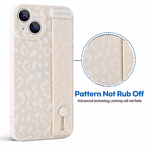 OOK Compatible with iPhone 13 Leopard Print Case with Wrist Strap, White Leopard TPU Shockproof Protection Cover Cheetah Print with Camera Protection for Women Girls, for 6.1inch