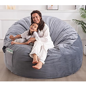 Large Bean Bag Chair for Adults/Kids with Filling, 3 ft Memory Foam Bean Bag Chairs with Filler Included, Ultra Soft Dutch Velvet Fabric, Bean Bag for Living Room - 3 Foot,Dark Gray