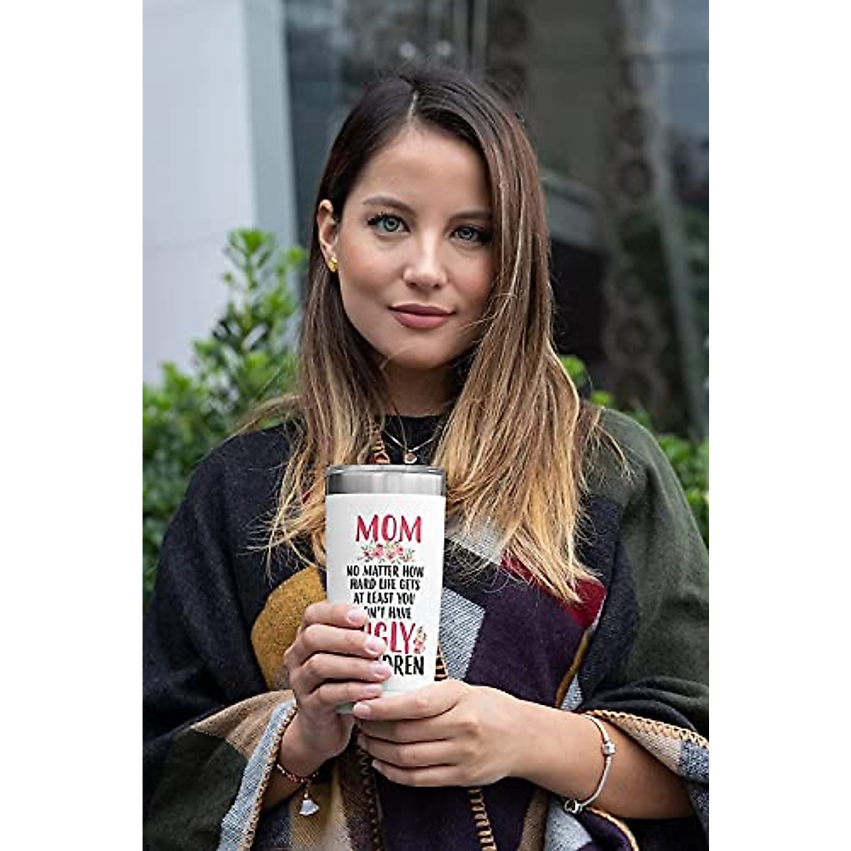 KLUBI Mom Birthday Gifts Funny - Mom No Matter What/Ugly Children 20oz Travel Mug/Tumbler for Coffee - Happy Mothers Day Gift Idea for Best Mother, Valentines Day, Presents, Moms, From Son