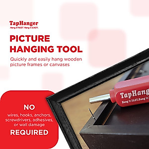 TapHanger Picture Frame Hanging Kit for Drywall - Easy To Use Picture Hanging Tool to Quickly Hang Wooden Frames & Canvases in Less Than A Minute -Includes 80 Reusable TapTacks & Holds Up to 20 Pounds