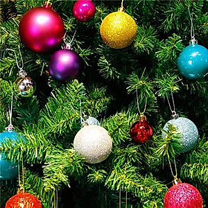 Christmas Ball Baubles Assorted Pendant Shatterproof Ball Ornament Set Seasonal Holiday Wedding Party Decorations(24 pcs, 4 cm) (Orange)