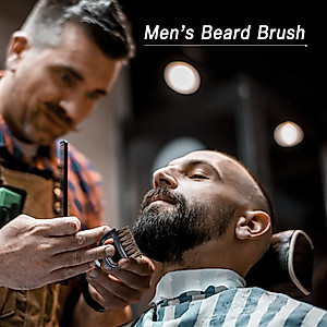 Akamino 4 Pack Beard Brush for Men - Men's Beard Brush With Round Plastic Handle and Soft Boar Bristles For Beard Oil Styling & Grooming