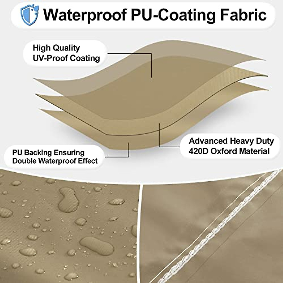 OutdoorLines Outdoor Waterproof Furniture Chair Cover - UV-Resistant Patio Lawn Chair Covers for Outdoor Furniture Windproof Heavy Duty Chair Covering, 2 Packs, 33.5Wx31.5Dx36H Inches, Camel