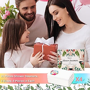 Shower Steamers, 24PCS Sharing Pack Aromatherapy Shower Steamers, Vaporizing Shower Bombs with Organic Essential Oils Enjoy Home Spa, Shower Steamers for Women & Men - 4 Boxes