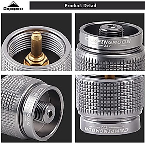 CAMPINGMOON Small Propane to Butane Adapter, Input: 16oz/1Lb small Propane Canister, Output: EN417 Lindal Valve Z22 (Silver)