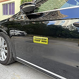 3PCS Student Driver Magnet for Car, 3.5 * 9" Upgraded Reflective Red Font Student Driver Safety Sign Magnet Vehicle Bumper Magnetic Sticker for New Drivers, Beginner, Car Accessories (Black/Red-1)