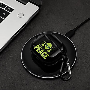 Alien Peace UFO Printed Bluetooth Earbuds Case Cover Compatible for Airpods 3 Protective Storage Box with Keychain