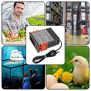 Dorhea STC-1000 Digital Temperature Controller AC 10A 110V-220V Digital LED Temperature Controller Heating Cooling Centigrade Thermostat 2 Relays Output with NTC Sensor Probe(110V/220V)