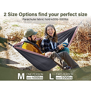 Kootek Camping Hammock Single Portable Hammocks Camping Accessories for Outdoor, Indoor, Backpacking, Travel, Beach, Backyard, Patio, Hiking, Charcoal Rose