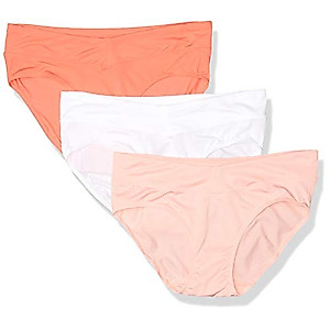 Warner's womens Blissful Benefits No Muffin 3 Pack Hipster Panties, Sugar Coral/White/Peach Glow, Medium US