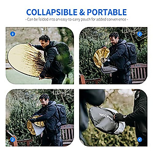 NEEWER 32 Inch/80 Centimeter Light Reflector Light Diffuser 5 in 1 Collapsible Multi Disc with Bag - Translucent, Silver, Gold, White, and Black for Studio Photography Lighting and Outdoor Lighting