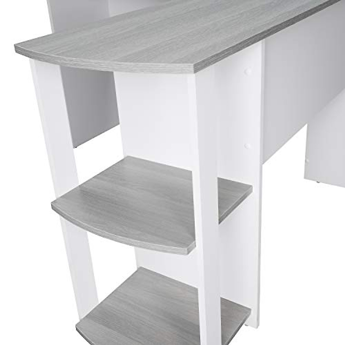 Techni Mobili L Shaped Desk - Modern Computer Desk with Corner Bookshelf & Side Storage Shelves for Home Office Accessories - Elegant, Space-Saving, & Minimalist Executive Table
