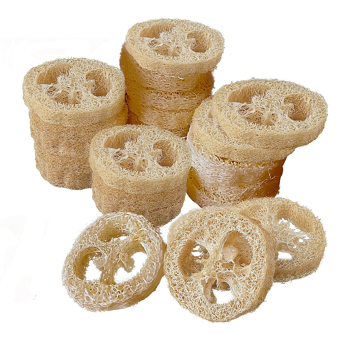 FRTIM Natural Loofah Slices for Soap Making, 20 Pieces Organic Luffa Cuts for DIY Exfoliating Soaps, Homemade Handmade Loofa Soap Supplies