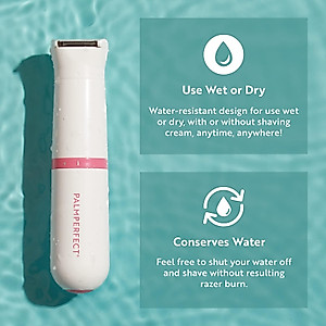 Clio PALMPERFECT Electric Bikini Trimmer - Travel-Friendly Hair Shaver for Smooth, Dual Blade for Close Shave, Use Wet or Dry - Battery-Powered + Trimming Guide Included