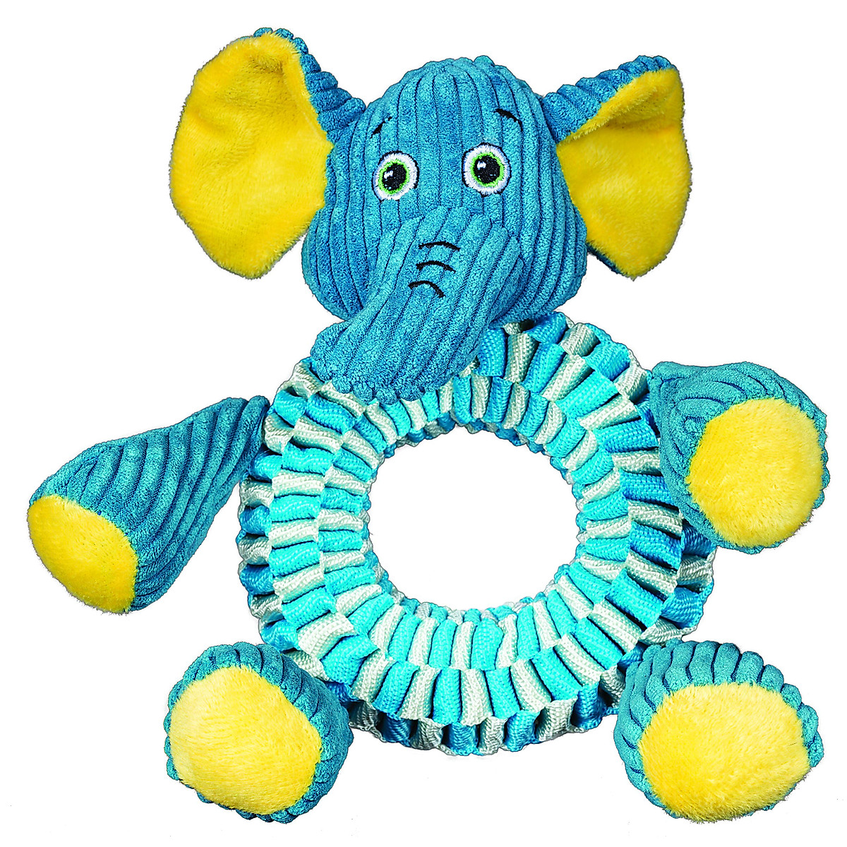 Spunky Pup Wibbleez Round | Assorted Stuffed Animal Dog Toy | Durable Plush and Nylon Fetch and Throw Toy for Dogs | Squeaker Tug Toy | Stuffed Toy for Dogs and Puppies | Stuffed Animal Chew Toy