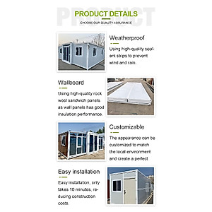 Prefabricated Mobile House 19×20ft Foldable Tiny Home with Kitchen & Bathroom, Modular Cabin