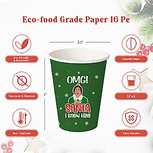60 Pack Elf Christmas Cups, Buddy The Elf Christmas Party Supplies, 12 oz Funny Holiday Disposable Paper Cups, Xmas Party Drinking Cups for Coffee Cocoa Beverages Tea, Elf Merch Gifts for Women Men