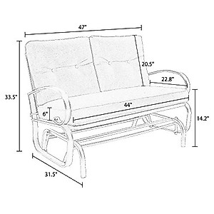 PATIO TREE 2-Seat Outdoor Swing Glider Bench, Rocking Patio Glider Loveseat Chair with Cushions, Beige