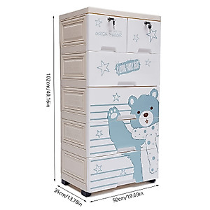 Gdrasuya10 Plastic Drawers Dresser Storage Cabinet with 6 Drawers,Closet Dresser Organizer,Stackable Vertical Clothes Storage for Hallway Entryway(Polar Bear Pattern)