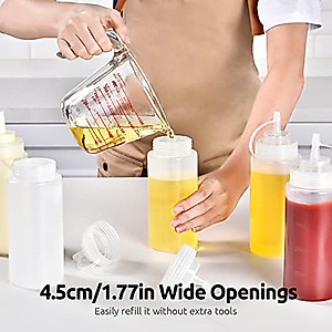 U-Taste 16 OZ Condiment Squeeze Bottles with Twist on Caps and Measurement, Leak Proof Squirt Reusable Plastic Sauces Oil Container Dispenser for Ketchup, BBQ, Grilling, Salad Dressing (Pack of 6)