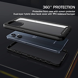 wahhle Oneplus Nord N20 5G Case, Built in Screen Protector Full Body Shockproof Slim Fit Bumper Protective Phone Cover for 1+ Nord N20 5G Men Women-Black/Clear