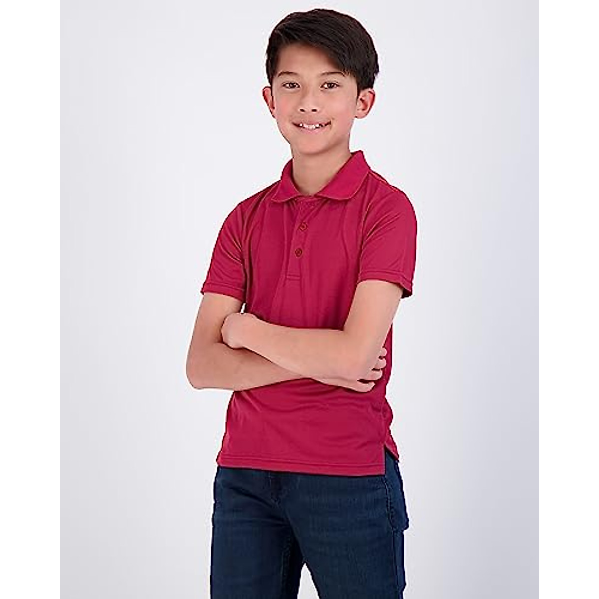 3 Pack: Boy's Active Athletic Polo Shirt Teen Boys Dri Fit Boy Shirts Polos Button Uniform Kids Tee Short Sleeve Golf Tennis Clothing Black Performance School Dress Casual Tops - Set 8, L (10/12)