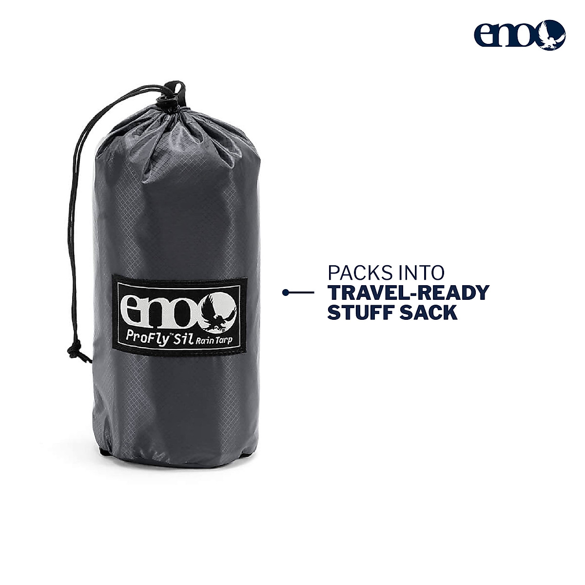 ENO ProFly SIL Rain Tarp - Ultralight Waterproof Tarp - for Camping, Hiking, Backpacking, Travel, a Festival, or The Beach - Charcoal