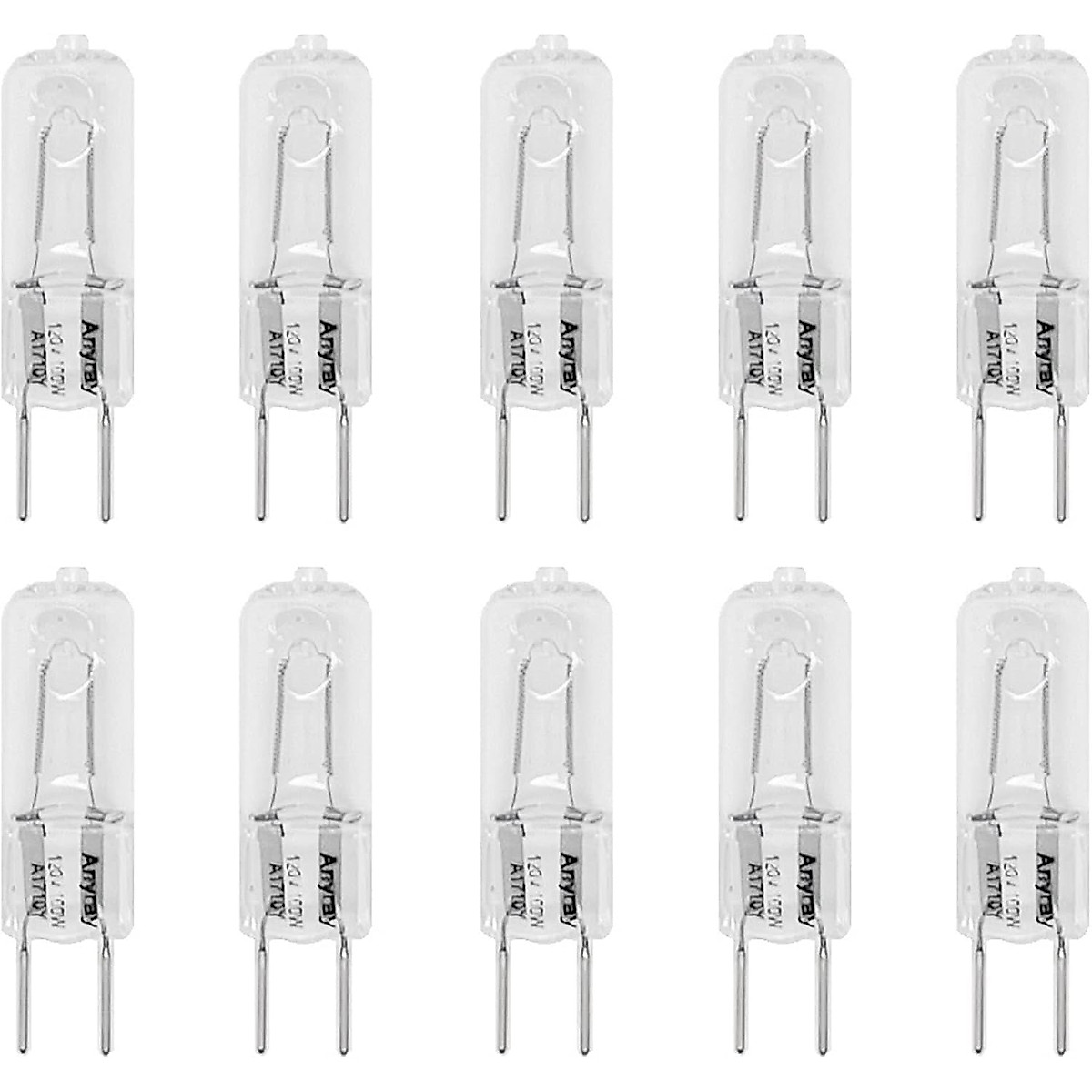 Anyray (10)-Pack 100W G8 100-Watt 130V T4 JCD Bi-Pin GY8.6 T4 Halogen Light Bulb