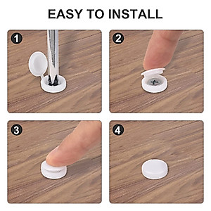 200pcs Screw Caps, Sopito Plastic Hinged Screw Cover Caps Fold Screw Snap Covers Washer Flip Tops for Covering Screw Heads, Screw Protection (White)