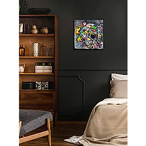 Kepgonegu Canvas Wall Art Modern Wall Decor Abstract Wall Art for Bedroom Banksy Graffiti Wall Art Ready to Hang Size 13.5" W x 13.5" H