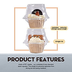 Cupcake Boxes, Individual Cupcake Containers, Disposable Cupcake Holders with Lid, Muffin Salad Dessert Hamburgers Fruit Cupcake Carriers 120 Pack.
