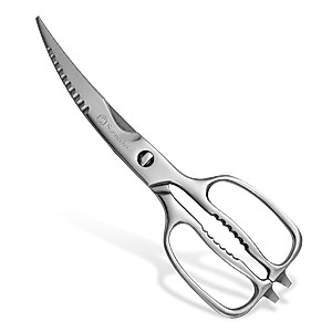 Sunnecko Kitchen Scissors for Food, Kitchen Scissors Heavy Duty Kitchen Shears That Come Apart, 9 Inch Fully Forged Stainless Steel with Curved Blades