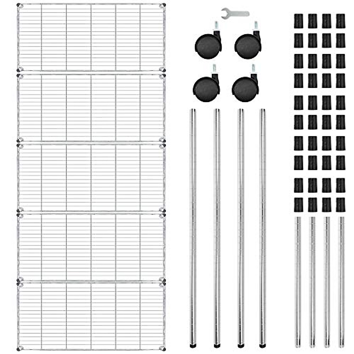 YSSOA 5-Tier Heavy Duty Storage Shelving Unit ,Chrome,35L x 18W x 70H inch