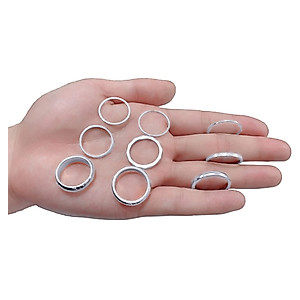 Tornito 9Pcs Stackable Eternity Ring Stainless Steel Band Knuckle Engagement Wedding Ring Size 7 for Women Silver Tone