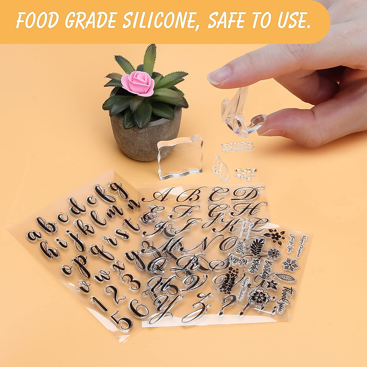 Coitak 4 PCS Alphabet Cake Stamp Tools, Alphabet Letter Fondant Stamps for Cookie Biscuit Cake Decorating, Cookie Stamp Impress