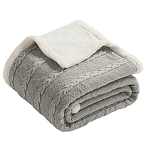 GunziStreet Bed Blanket Throw Solid Pure Cotton Cable Knit Fuzzy Warm Fleece for Couch Chairs Sofa Baby Kids Adult Home Decorative Coverlet All Season (Gary, Throw(51''x63''))