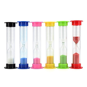 Multicolor Sandglass Timers - Small Colorful Sandglass Sand Clock Colored Timer Suit 30sec / 1min / 2mins / 3mins / 5mins / 10mins (6pcs) Mini Toy Hourglass Set for Kids at Home and School