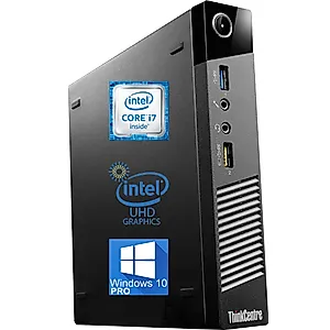 Lenovo ThinkCentre M73 Tiny Desktop, Intel i7-4765T 3.0GHz, 16GB RAM, 1TB SSD, 4K 2-Monitor Support, DisplayPort, HDMI, VGA, AC Wi-Fi, Bluetooth - Windows 10 Pro (Renewed)